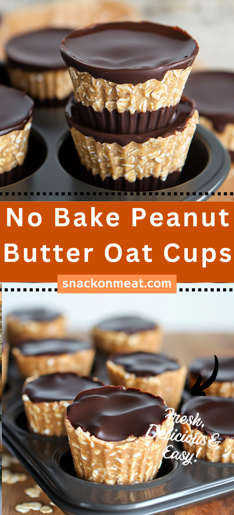 No Bake Peanut Butter Oat Cups (4 Ingredients!) - Snack On Meat