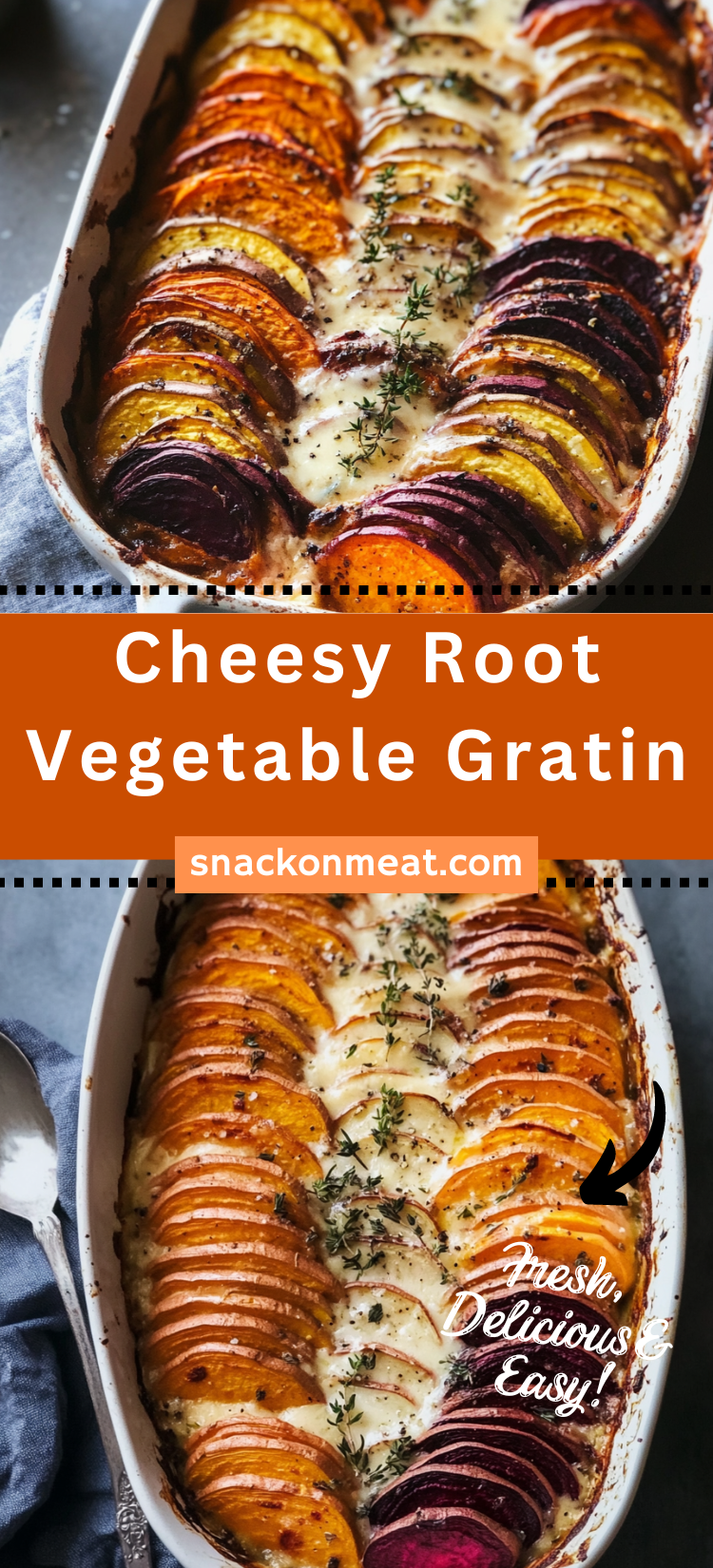 Cheesy Root Vegetable Gratin - Snack On Meat