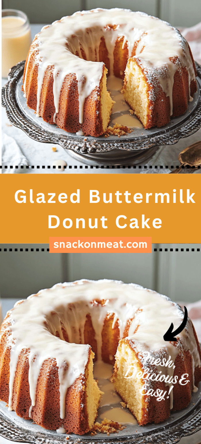 Glazed Buttermilk Donut Cake - Snack On Meat
