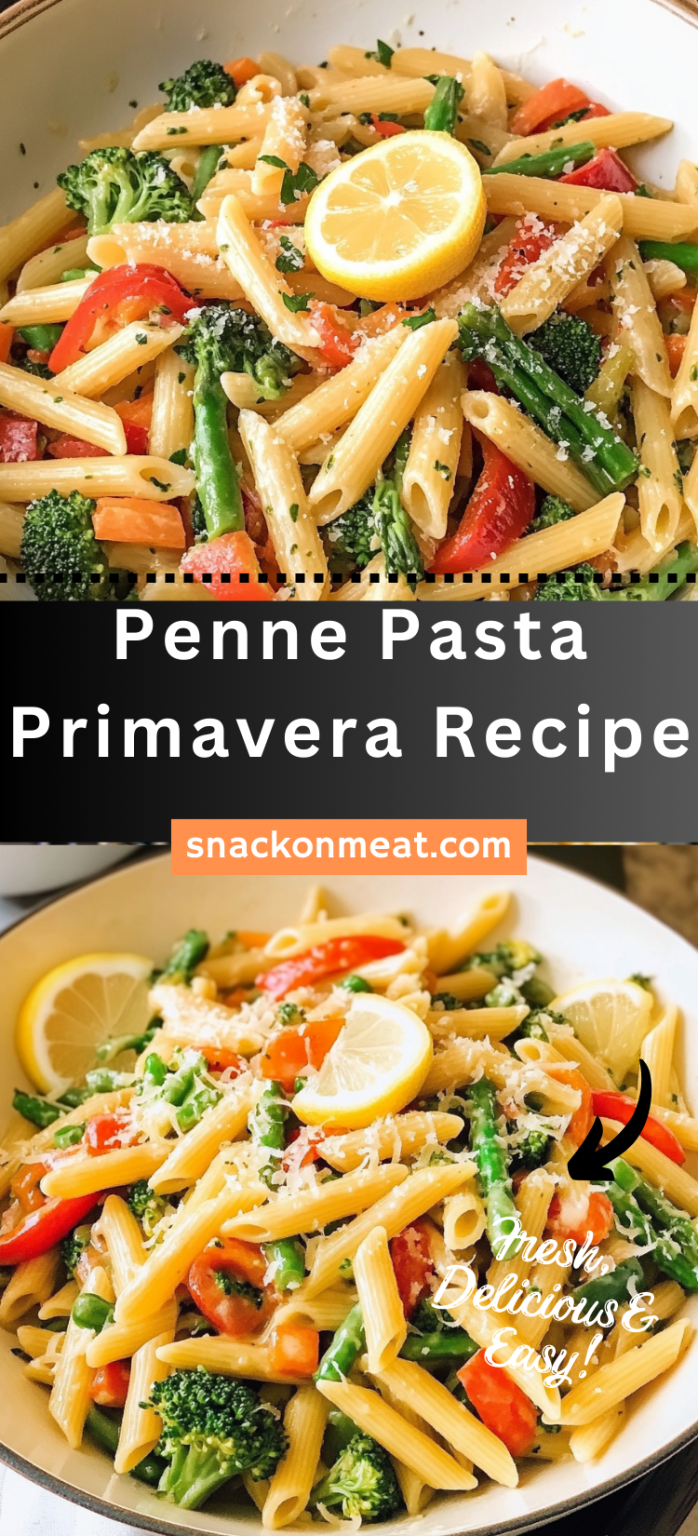 Penne Pasta Primavera Recipe - Snack On Meat