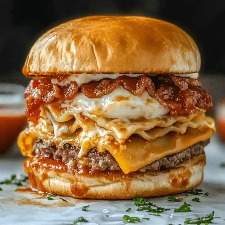 Turkey Bacon Lasagna Burger - Snack On Meat