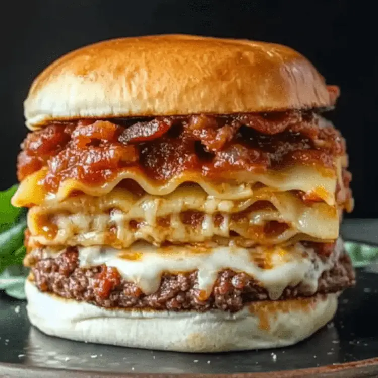 Turkey Bacon Lasagna Burger - Snack On Meat