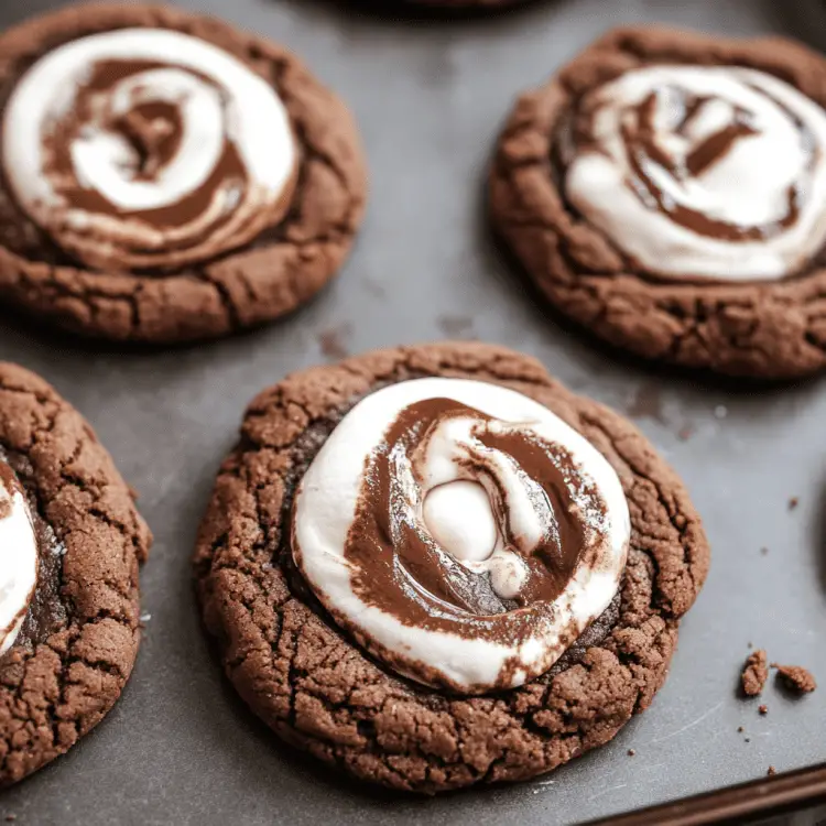 Chocolate Marshmallow Swirl Cookies - Snack On Meat
