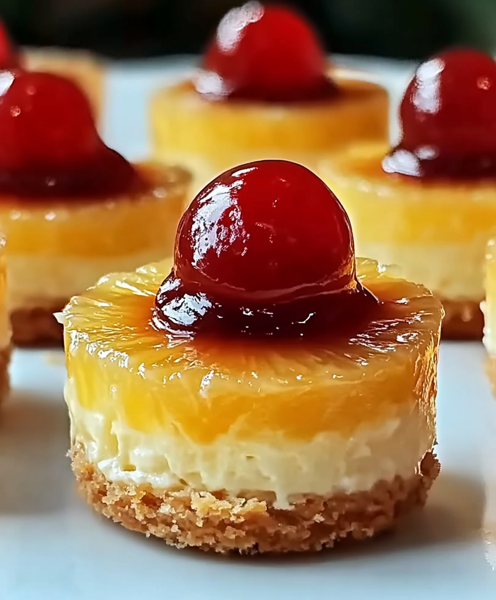 Mini Pineapple Upside-Down Cheesecakes - Snack On Meat