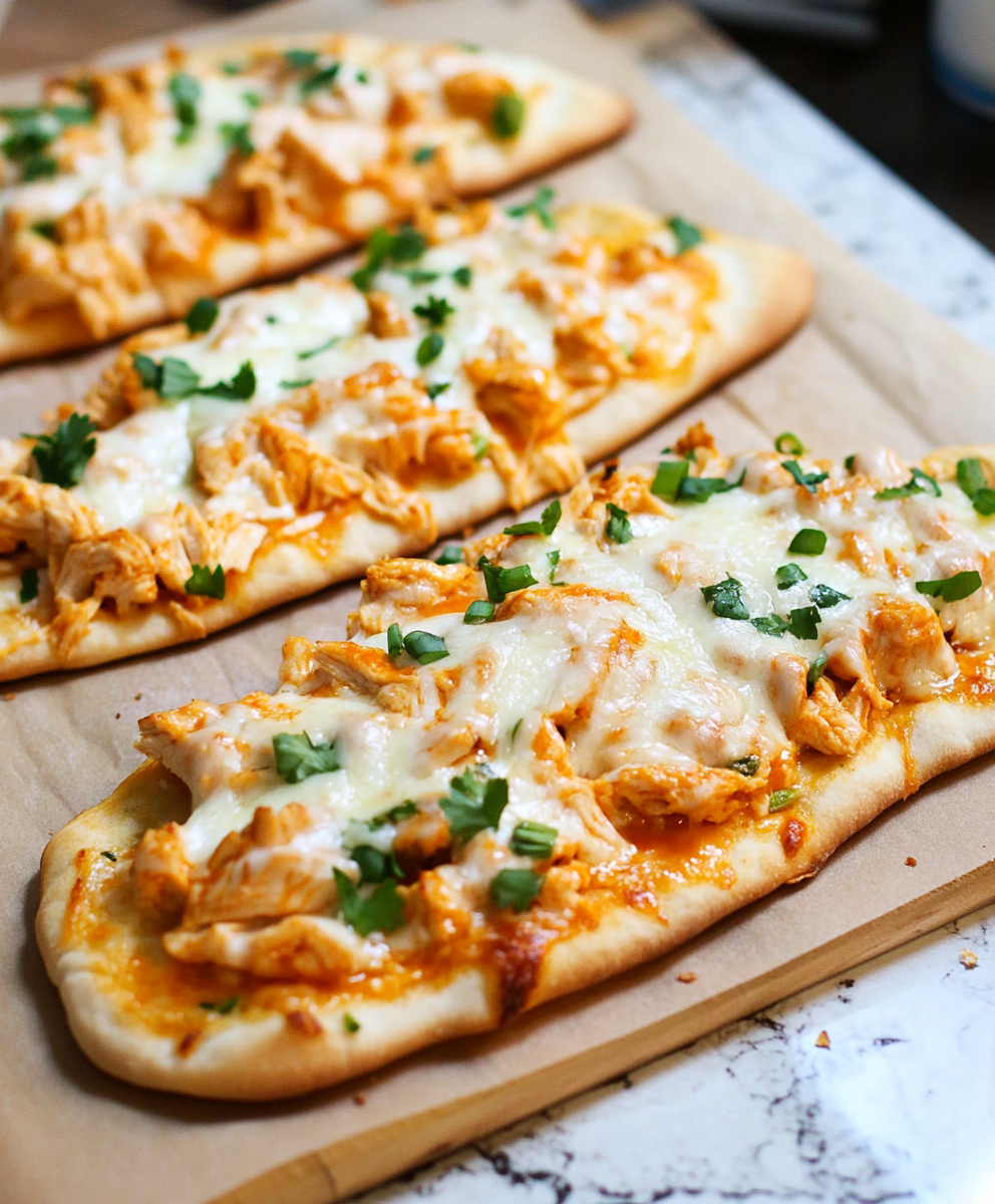 Buffalo Chicken Flatbread - Snack On Meat