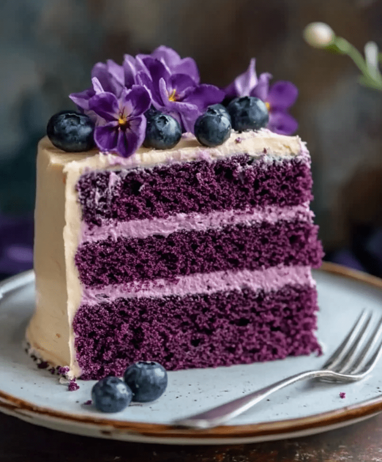 Royal Purple Velvet Cake with Creamy Vanilla Frosting - Snack On Meat