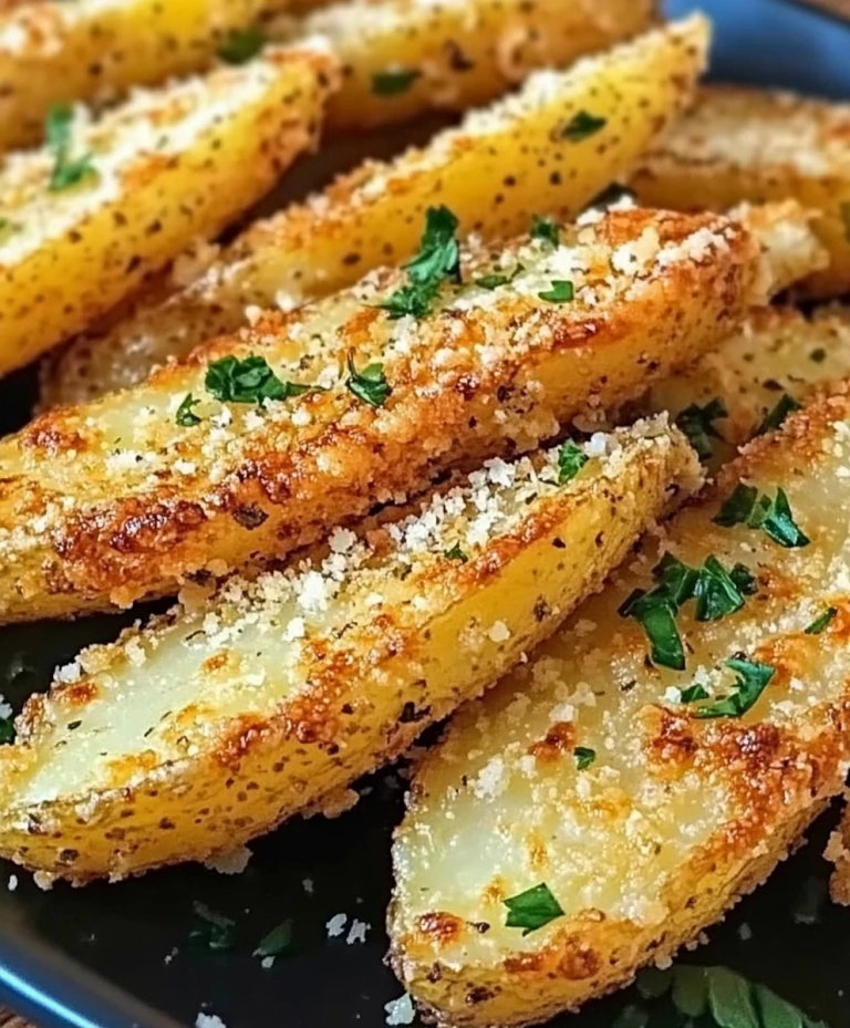 Baked Garlic Parmesan Potato Wedges - Snack On Meat