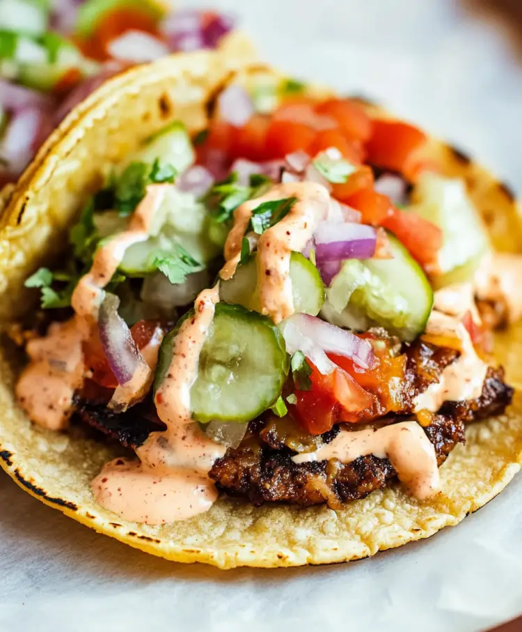 Smash Burger Tacos (Made on a Flat Top Griddle) - Snack On Meat