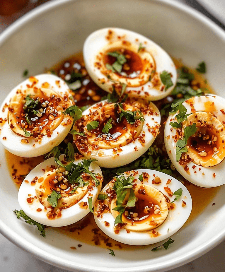 Spicy Chili Garlic Deviled Eggs – Creamy, Crunchy, and Full of Heat ...
