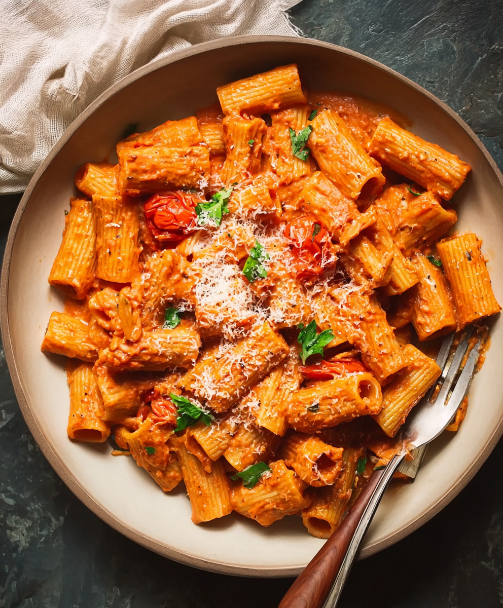 Creamy Tomato Rigatoni Pasta A Weeknight Dinner Hero Snack On Meat