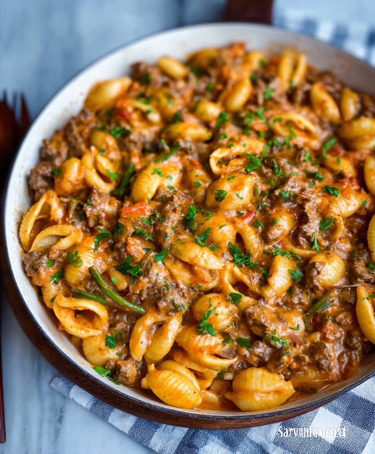 the best Creamy Beef and Shells - Snack On Meat