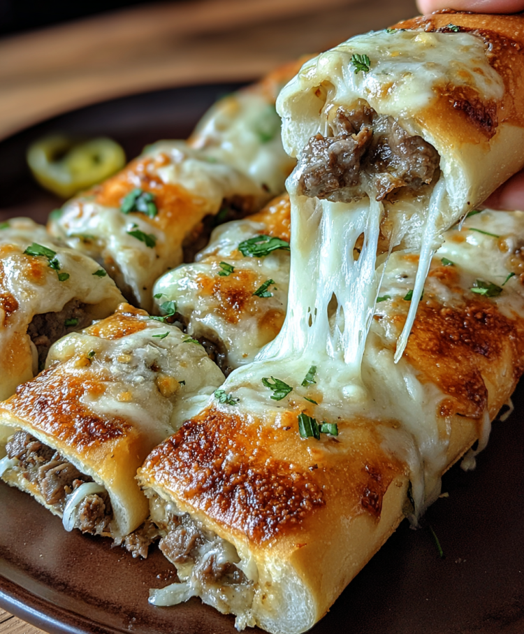 the best Philly Cheesesteak Stuffed Cheesy Breadsticks - Snack On Meat