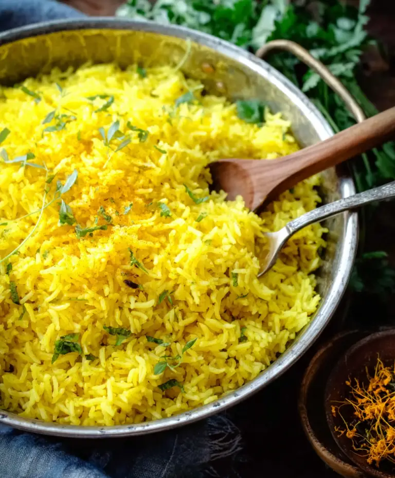 Soft & Fluffy Garlic Turmeric Rice (One-Pot Recipe) - Snack On Meat