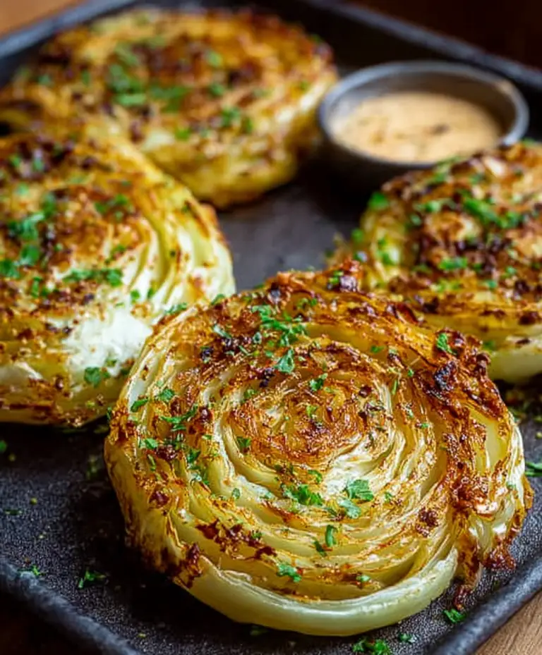 Crispy Roasted Cabbage Steaks (Oven or Air Fryer) - Snack On Meat