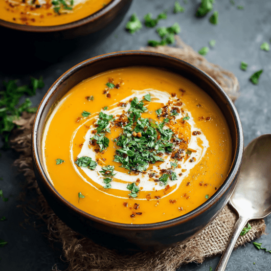 Creamy Butternut Squash & Sweet Potato Soup - Snack On Meat
