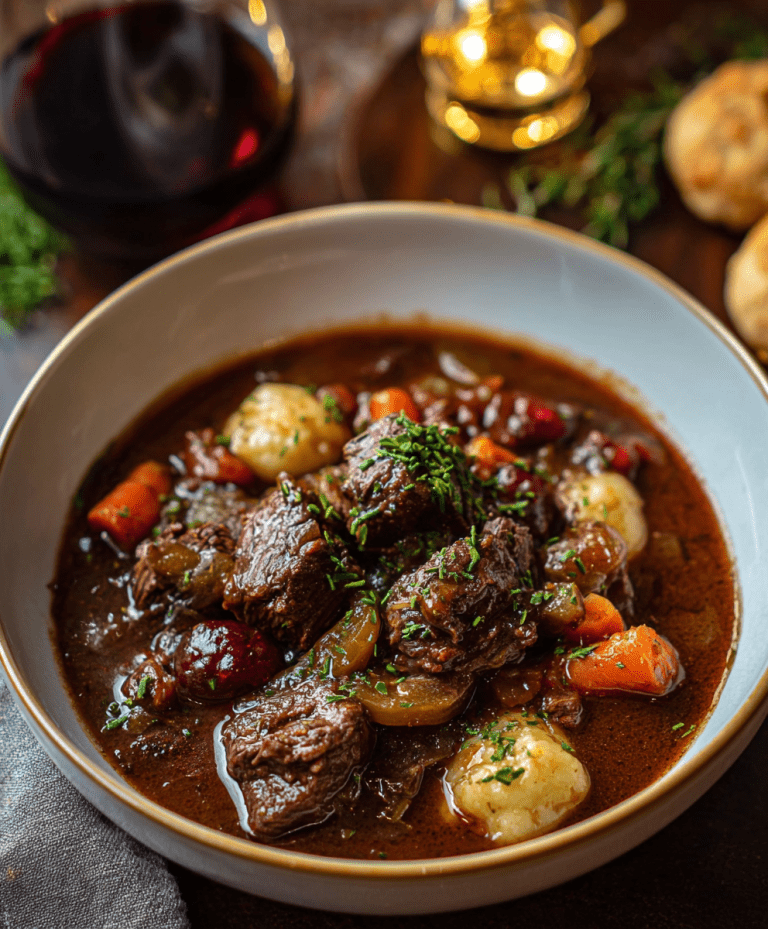 French-Style Beef Stew with Red Wine and Vegetables - Snack On Meat