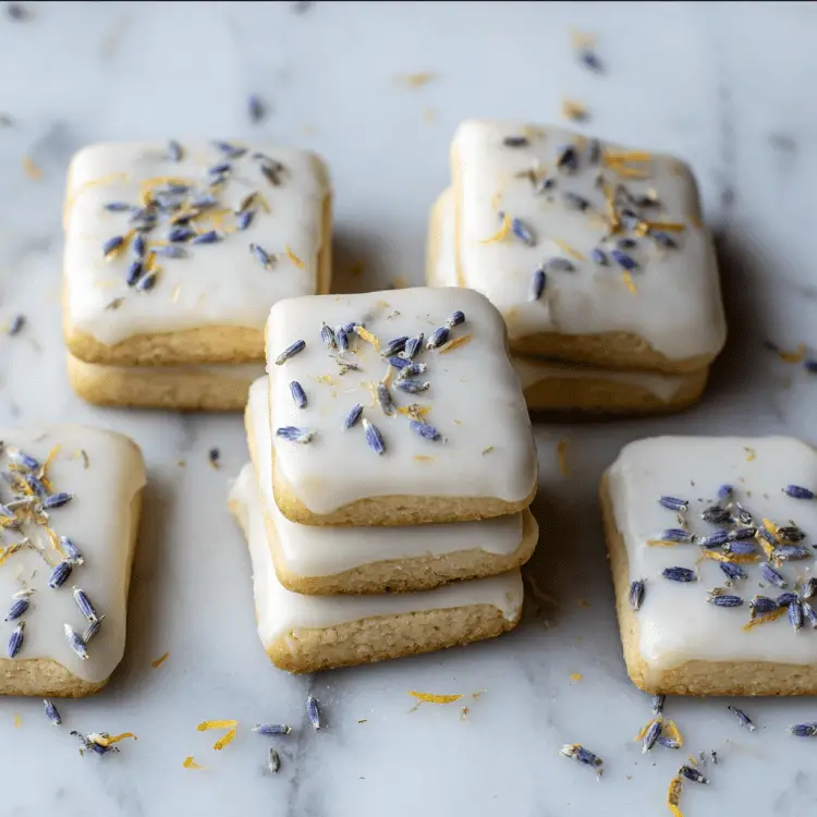 Iced Lemon Lavender Shortbread Cookies - Snack On Meat