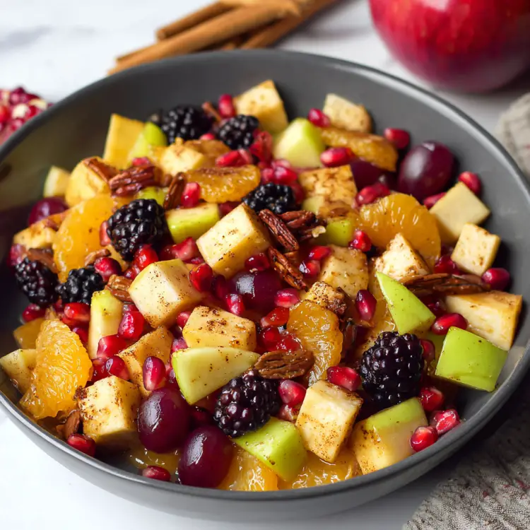 Fall Fruit Salad with Cinnamon Orange Dressing - Snack On Meat