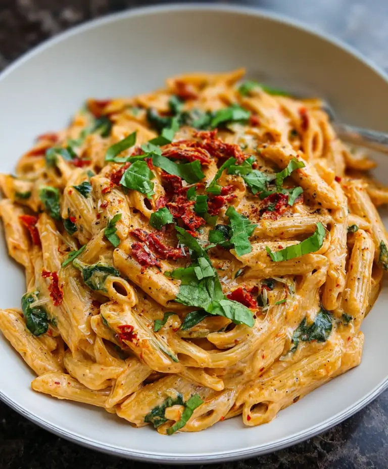 Vegan Creamy Sun-Dried Tomato Pasta - Snack On Meat