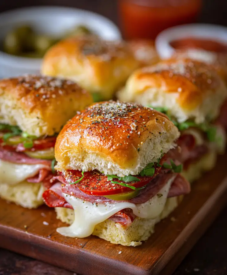 Hot Italian Sub Sliders - Snack On Meat