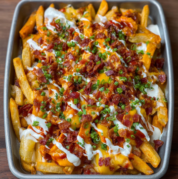 Simple Loaded Fries Snack On Meat