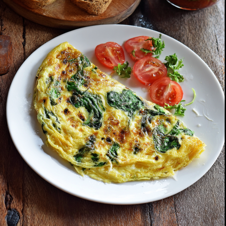 Spinach & Cheese Omelette | Easy Breakfast Recipe - Snack On Meat
