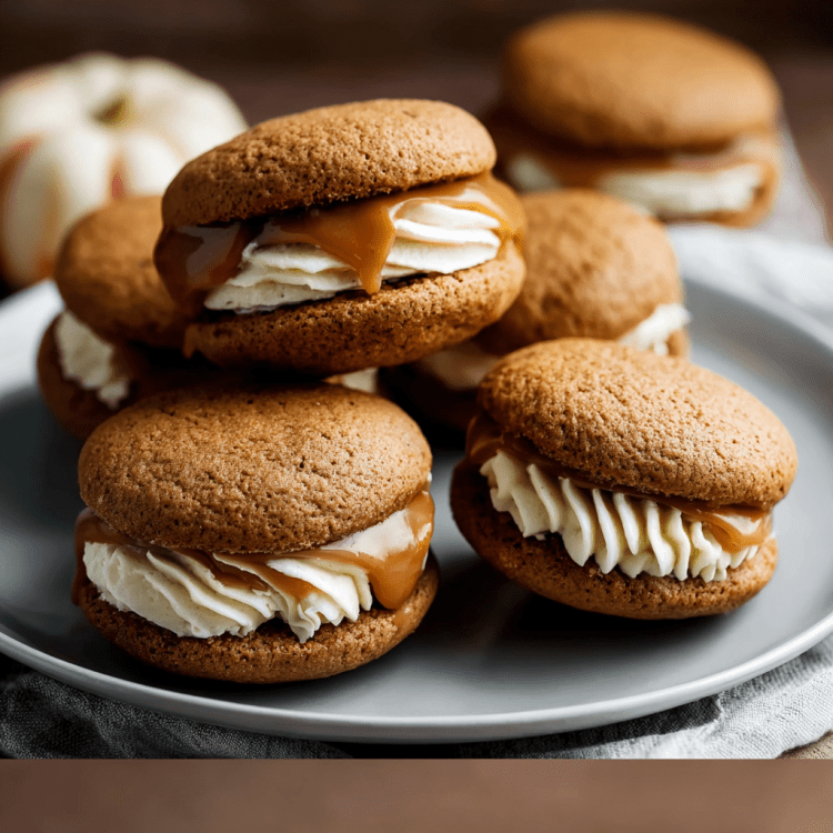 Apple Cider Whoopie Pies with Caramel Filling - Snack On Meat