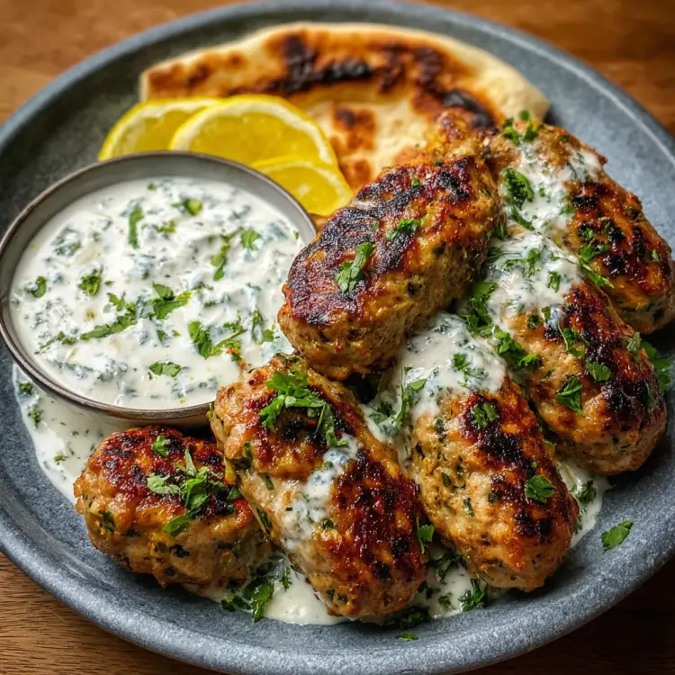 Chicken Kofta with Garlic Yogurt Sauce - Snack On Meat