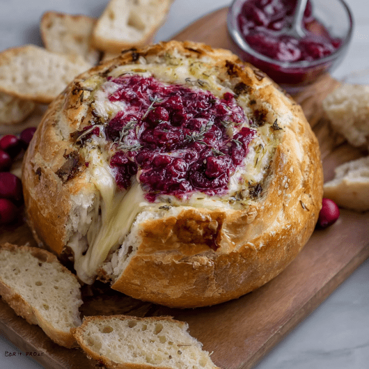 Tear Apart Baked Cranberry Brie Bread Bowl - Snack On Meat