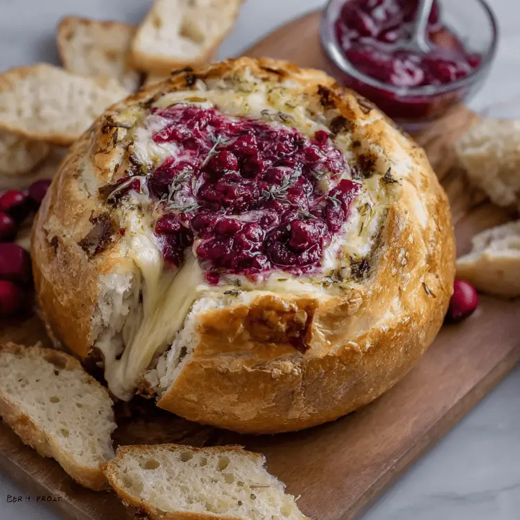Pull Apart Baked Cranberry Brie Bread Bowl - Snack On Meat