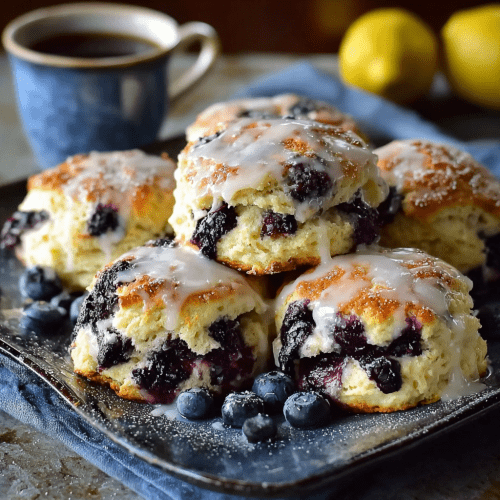 Blueberry Biscuits with Lemon Glaze - Snack On Meat