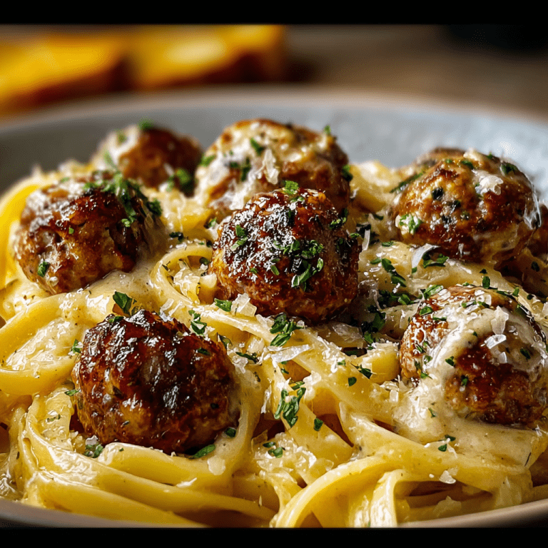 Garlic Butter Meatballs with Creamy Parmesan Linguine - Snack On Meat
