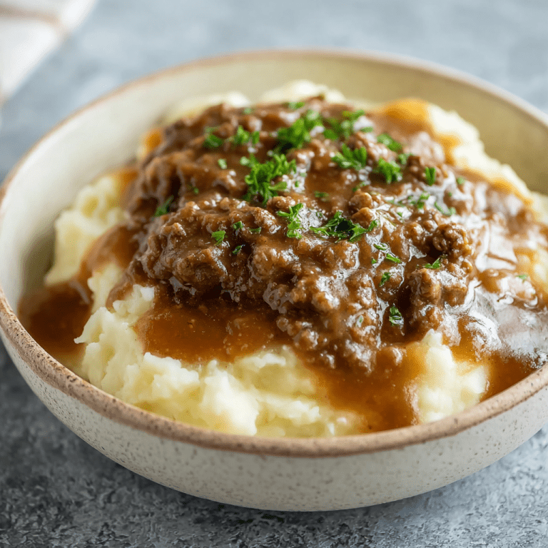 Ground Beef and Gravy Over Mashed Potatoes - Snack On Meat
