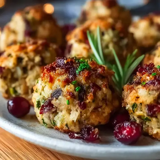 Festive Cranberry Turkey Stuffing Balls - Snack On Meat