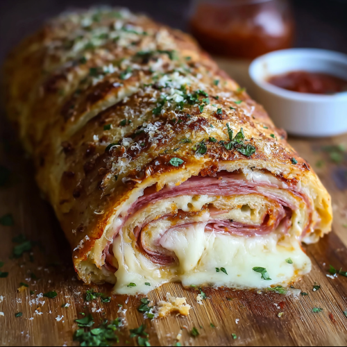 Italian Stromboli Stuffed Bread - Snack On Meat