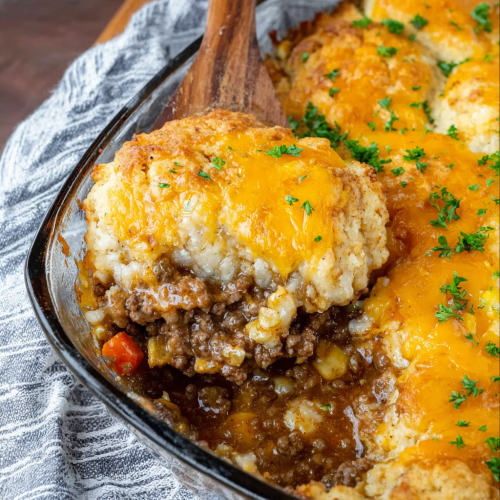 Cheddar Bay Ground Beef Cobbler - Snack On Meat