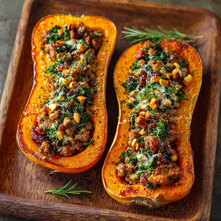 Sausage Stuffed Butternut Squash (Cozy Fall Dinner!) - Snack On Meat