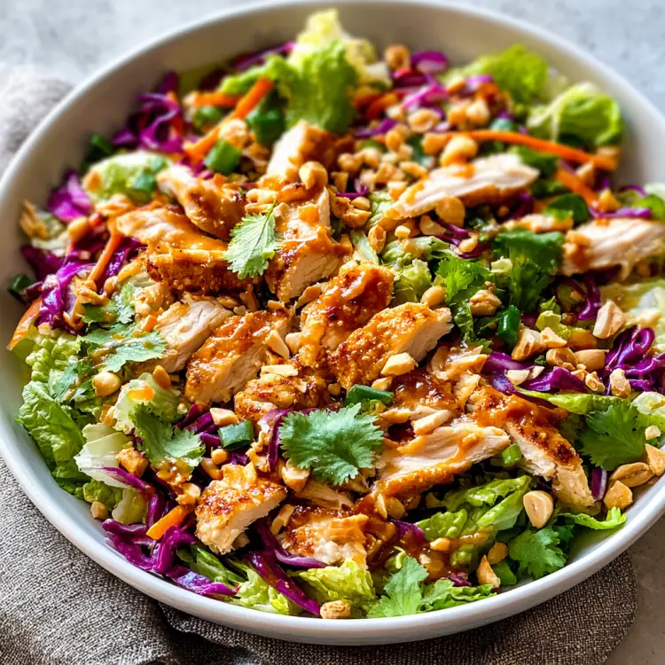 Crunchy Thai Chicken Salad with Peanut Dressing - Snack On Meat