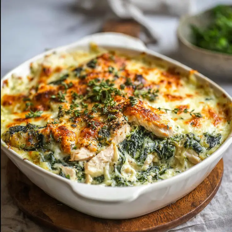 Creamy Chicken and Spinach Casserole with Cream Cheese - Snack On Meat