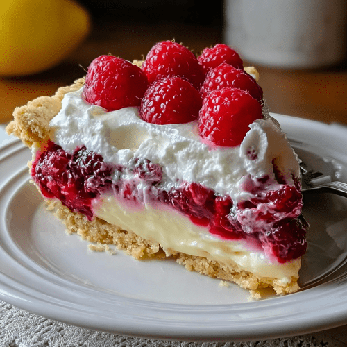 Lemon Raspberry Layered Pie (No-Bake & Stunning!) - Snack On Meat