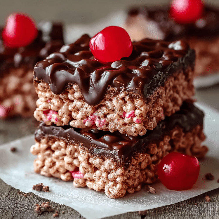 Decadent Chocolate Covered Cherry Rice Krispies Treats - Snack On Meat