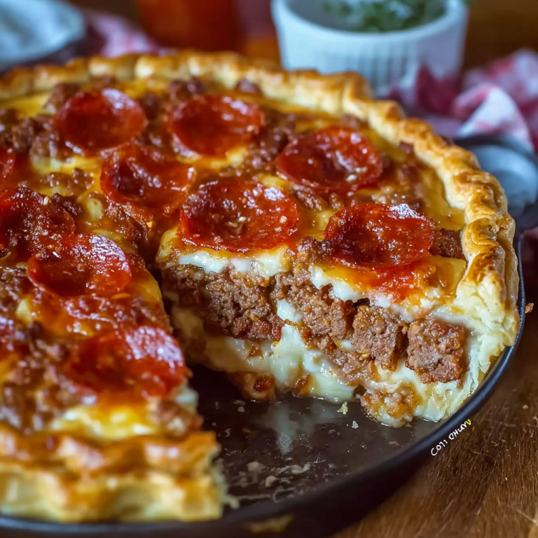 Deep Hamburger Sausage & Pepperoni Pie - Snack On Meat