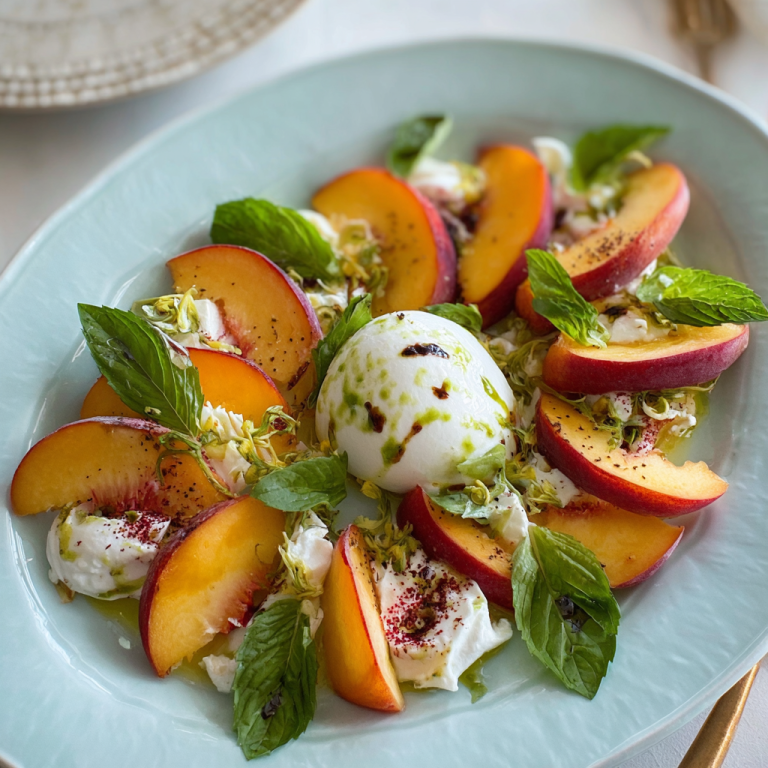 Peach Caprese Salad with Burrata — Summer Bliss on a Plate - Snack On Meat