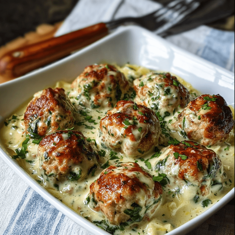 Southern-Style Baked Chicken Ricotta Meatballs with Creamy Spinach ...