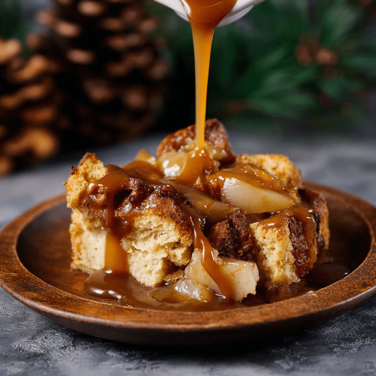 Cardamom Pear Bread Pudding with Orange Caramel Sauce - Snack On Meat