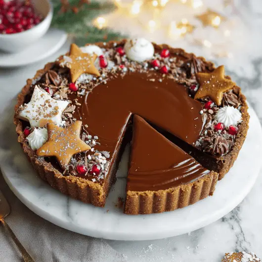 Vegan Gingerbread Chocolate Tart - Snack On Meat