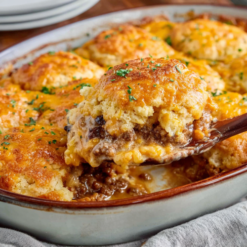 Cheddar Bay Ground Beef Cobbler - Snack On Meat