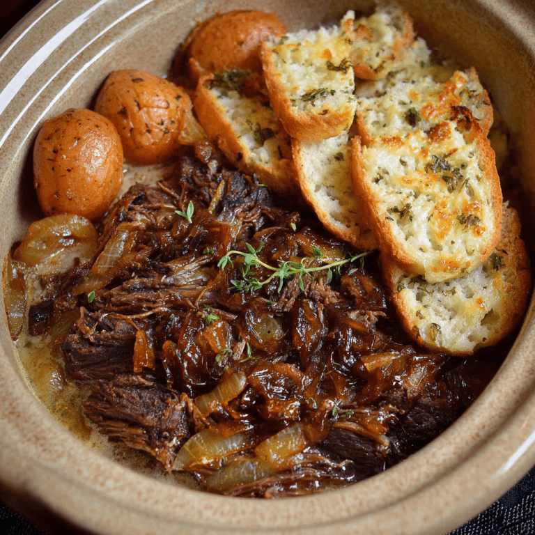 Slow Cooker French Onion Pot Roast - Snack On Meat