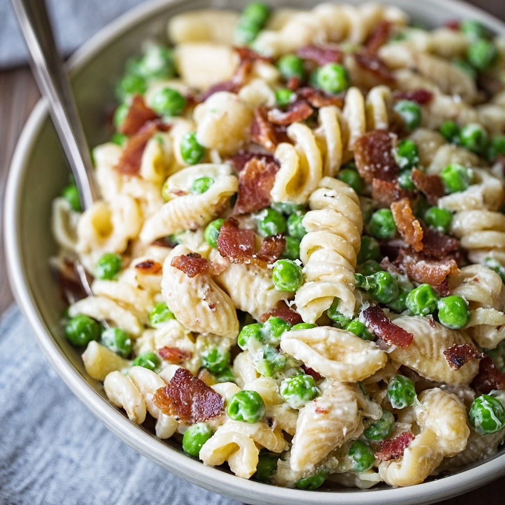 Creamy Pasta Salad with Bacon & Peas (A Crowd-Pleaser Side Dish ...