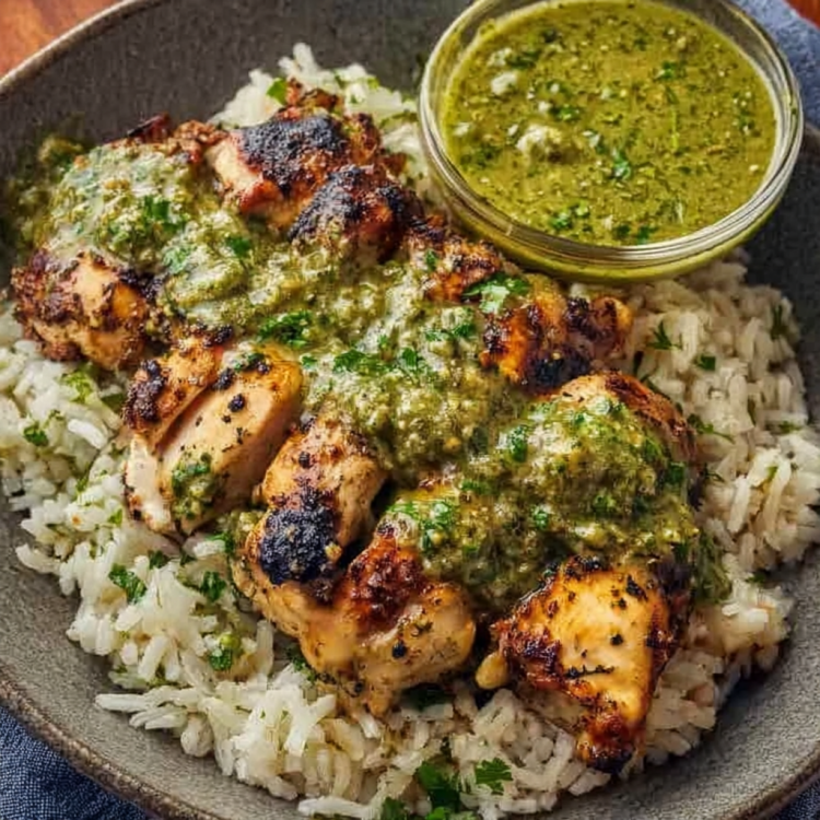 Peruvian Chicken with Aji Verde & Cilantro-Lime Rice - Snack On Meat